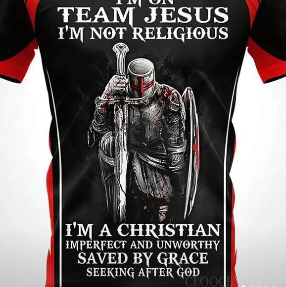 Not Rated | Shirts | Christian Slogan And Knight Graphic Print Mens Top ...